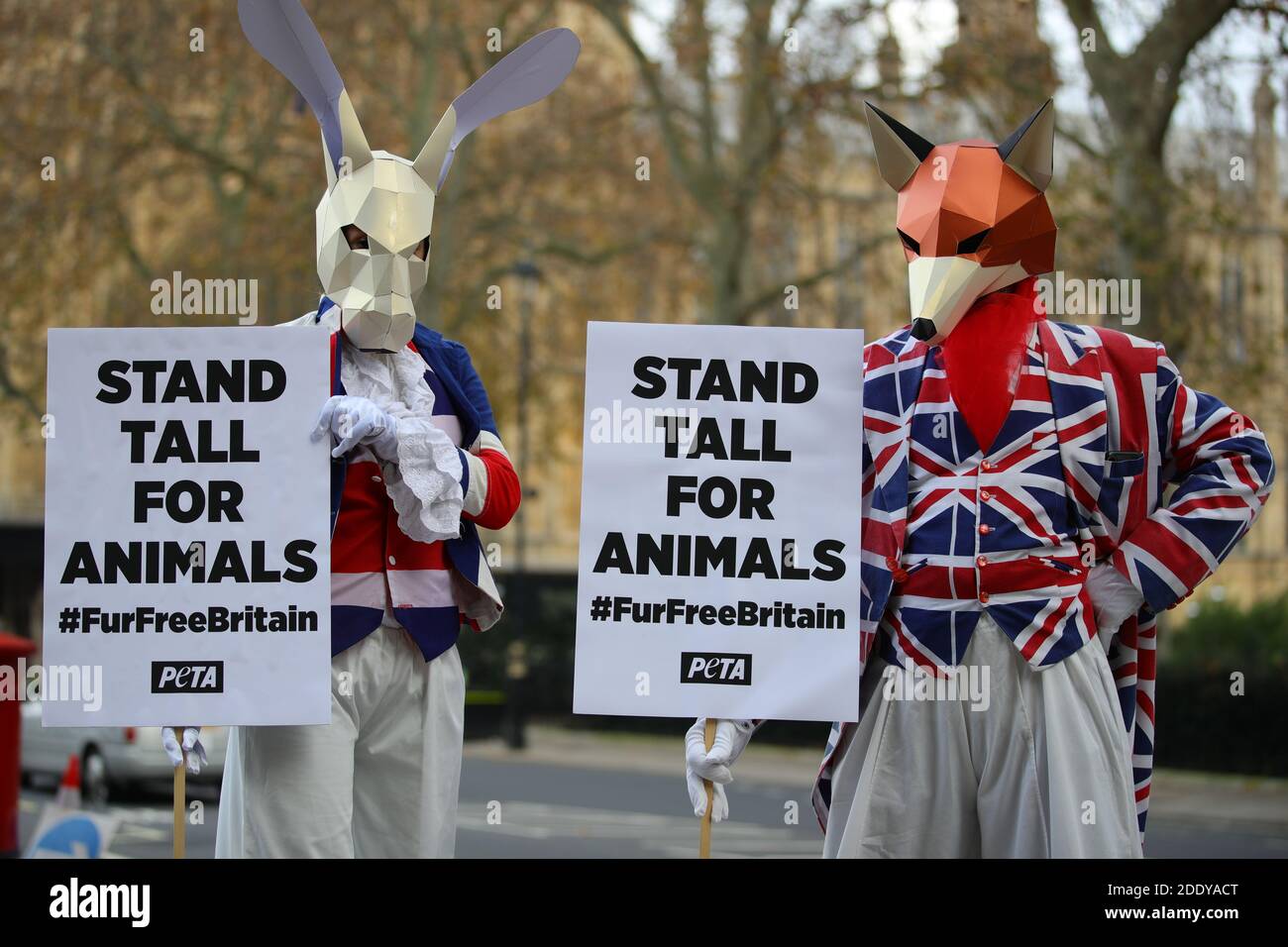 Protesters from PETA animal rights group demonstrates against fox ...