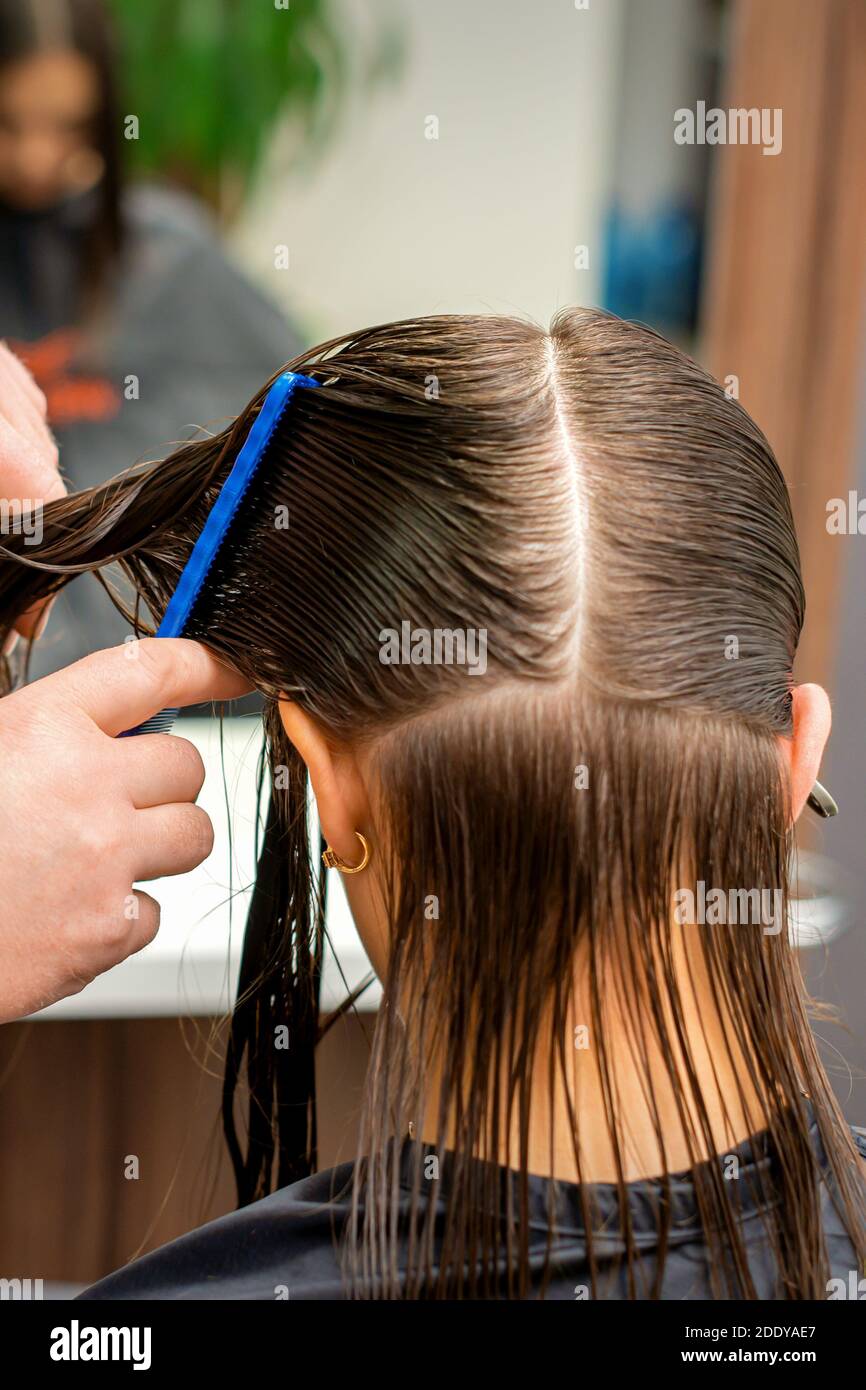 Woman beautiful hair hands in combing hi-res stock photography and ...
