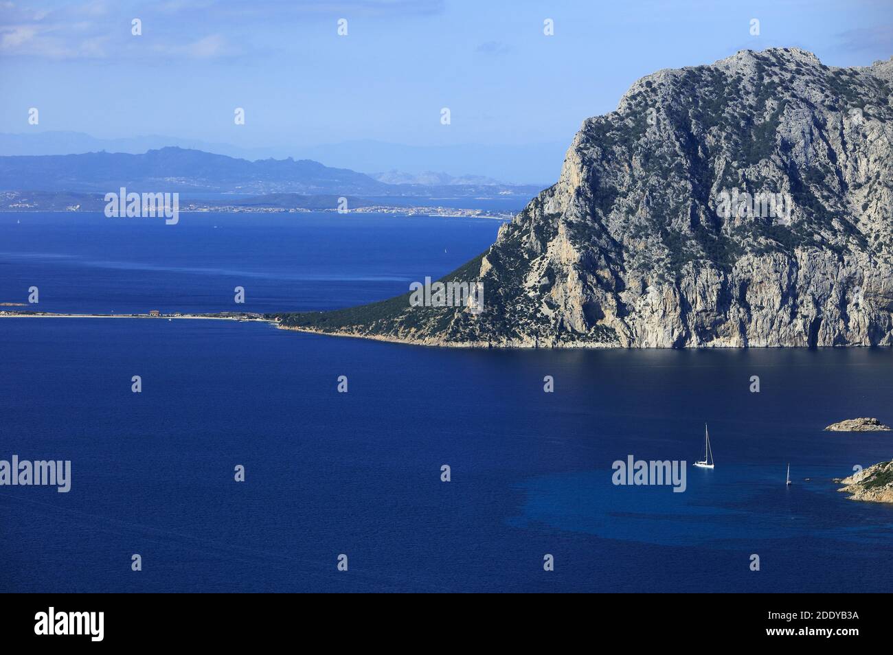 Italy, Sardinia: aerial view of Isola Tavolara, off the northeastern ...