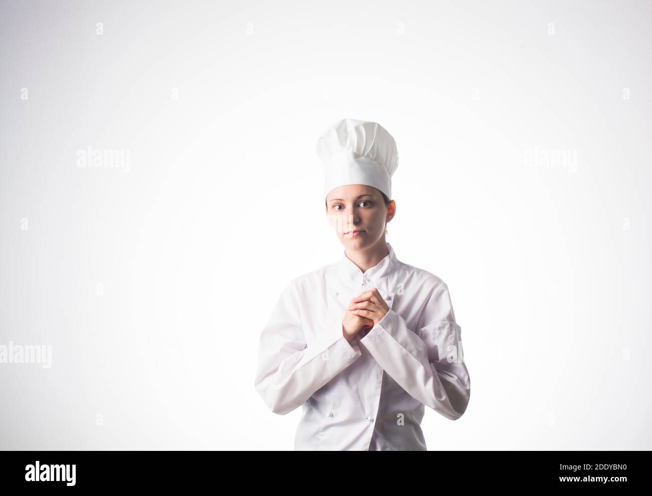 Chef woman. Isolated over white background Stock Photo - Alamy
