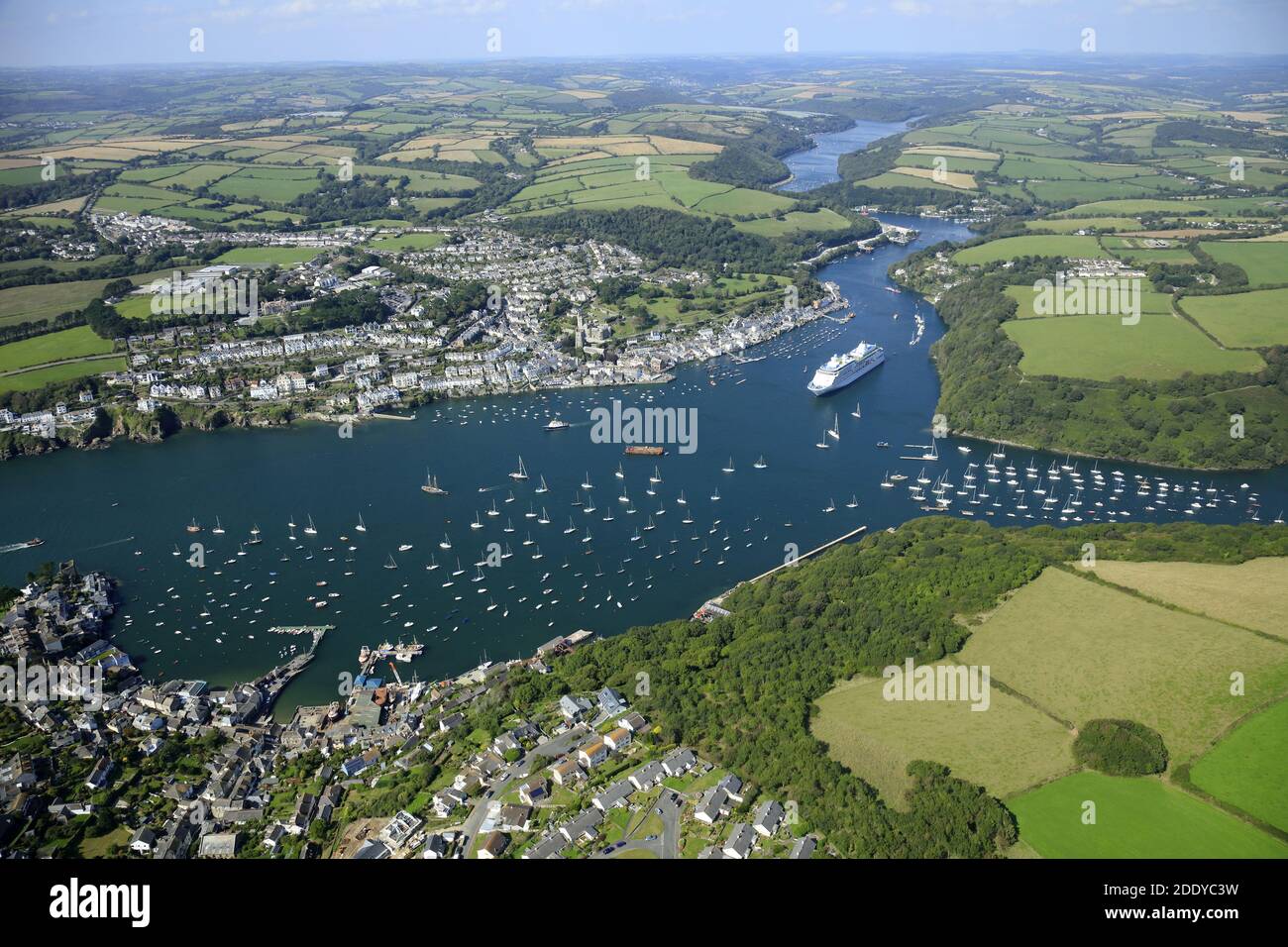Great Britain, Cornwall: aerial view of Fowey, in south Cornwall, with ...