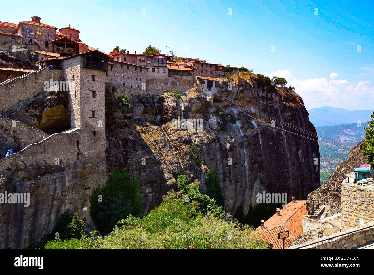 Meteora Land in the Sky: Great ancient city of Meteora in Greece. Trees ...