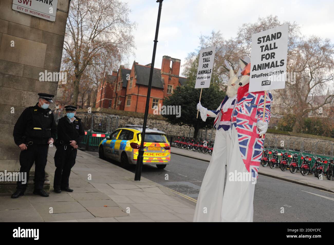 Protesters from PETA animal rights group demonstrates against fox ...