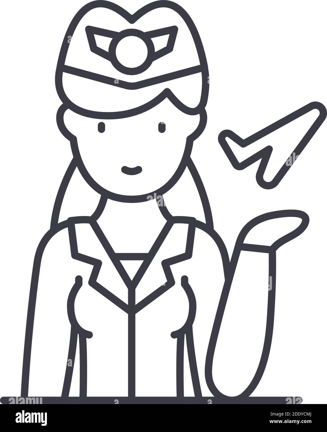 Flight attendant icon, linear isolated illustration, thin line vector ...