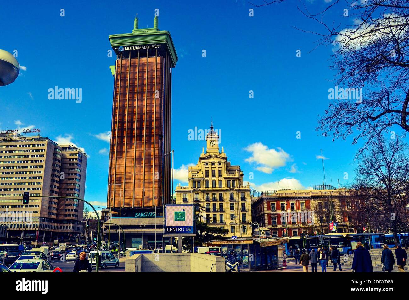 Spain, Madrid, 16.02.2012. Columbus Square (Plaza de Coln) and monument ...