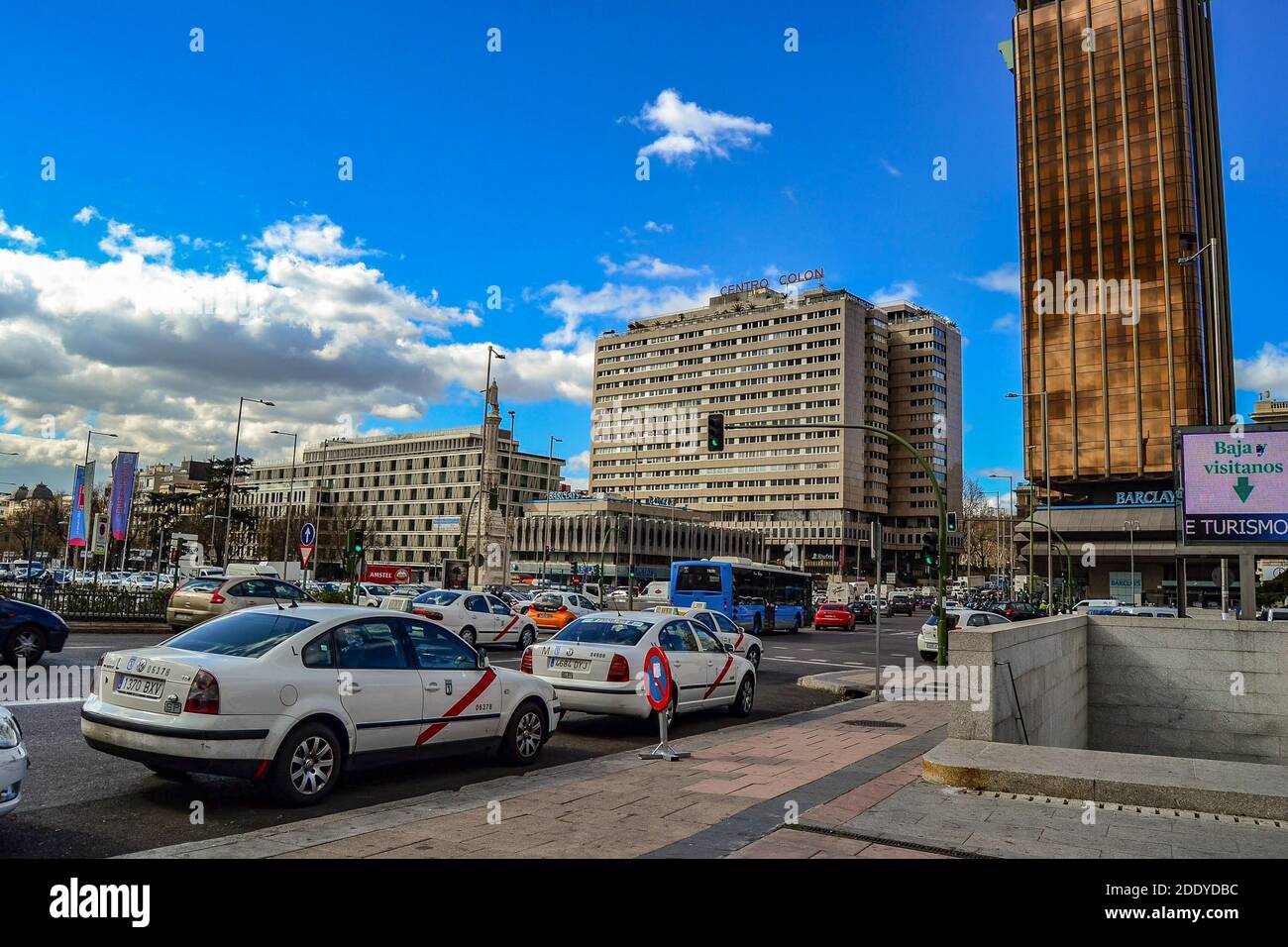 Spain, Madrid, 16.02.2012. Columbus Square (Plaza de Coln) and monument ...