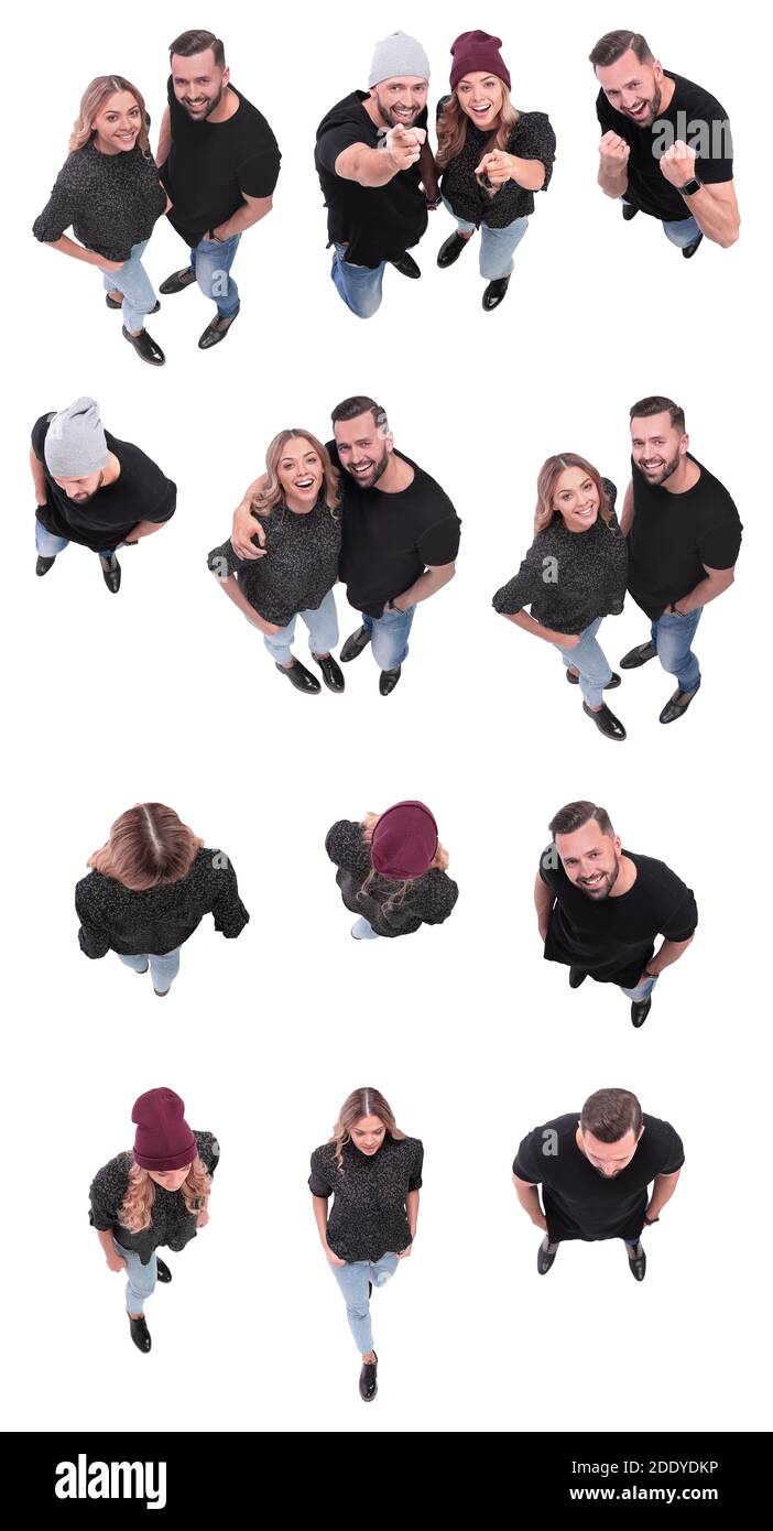 top view. image of modern different young people Stock Photo - Alamy