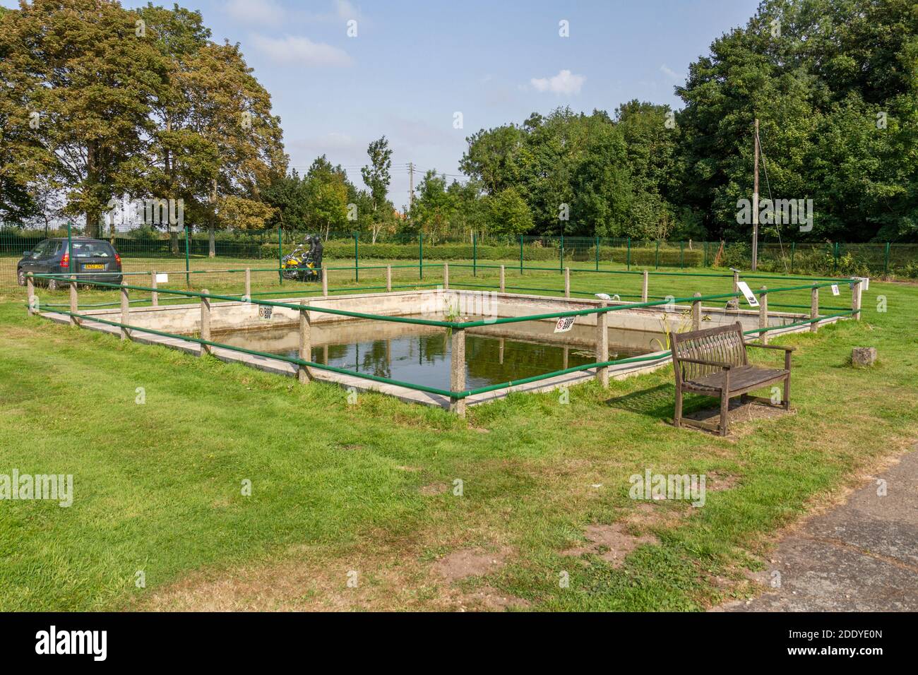 Static water tank (or fire pool) used for fire fighting, Thorpe Camp ...
