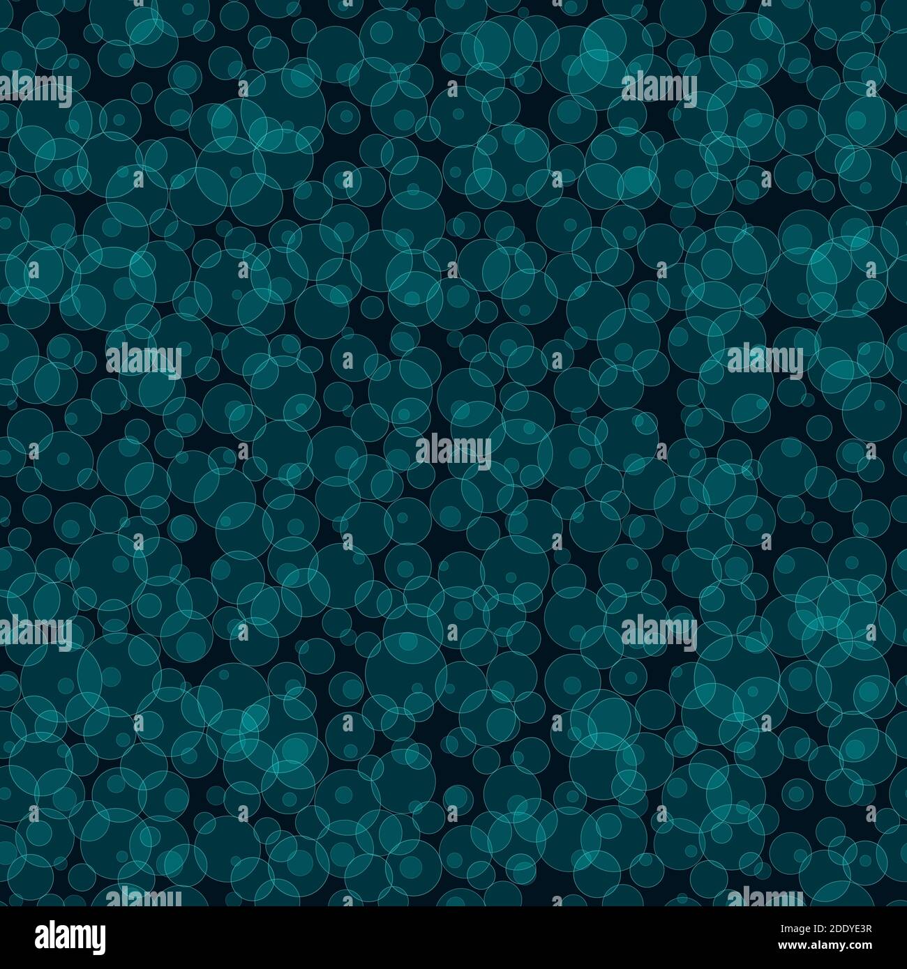 Seamless background with cyan transparent glowing bubbles on dark ...