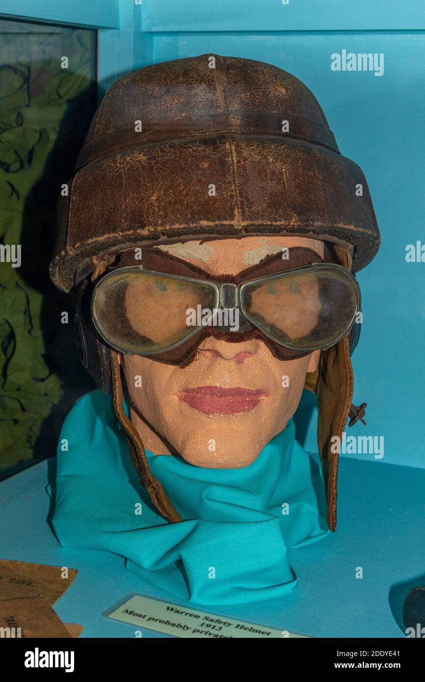 A Warren safety helmet (c. 1913), Thorpe Camp Visitor Centre, a WWII ...