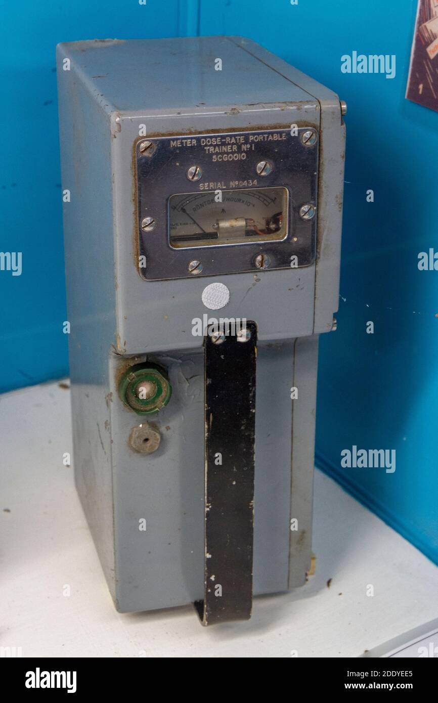 A portable British Military dose-rate meter, Thorpe Camp Visitor Centre ...