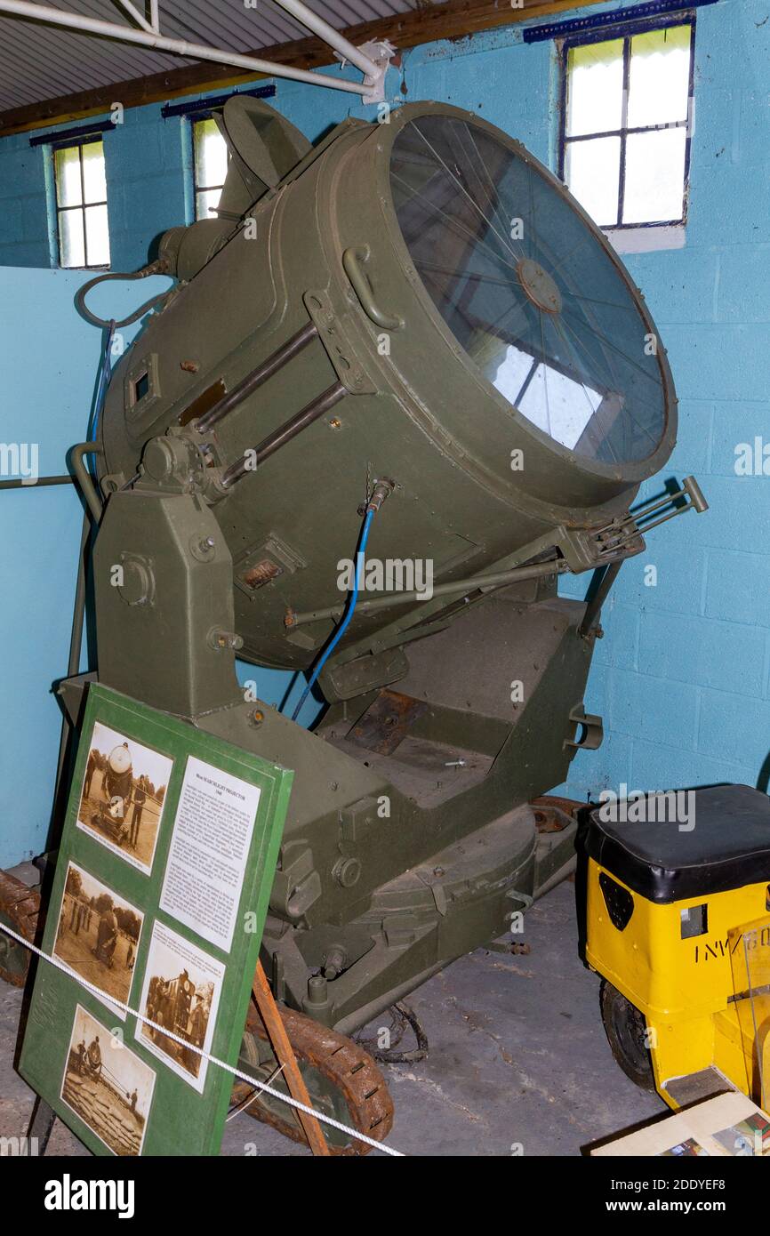A 90cm searchlight projector (c. 1940), Thorpe Camp Visitor Centre, a ...