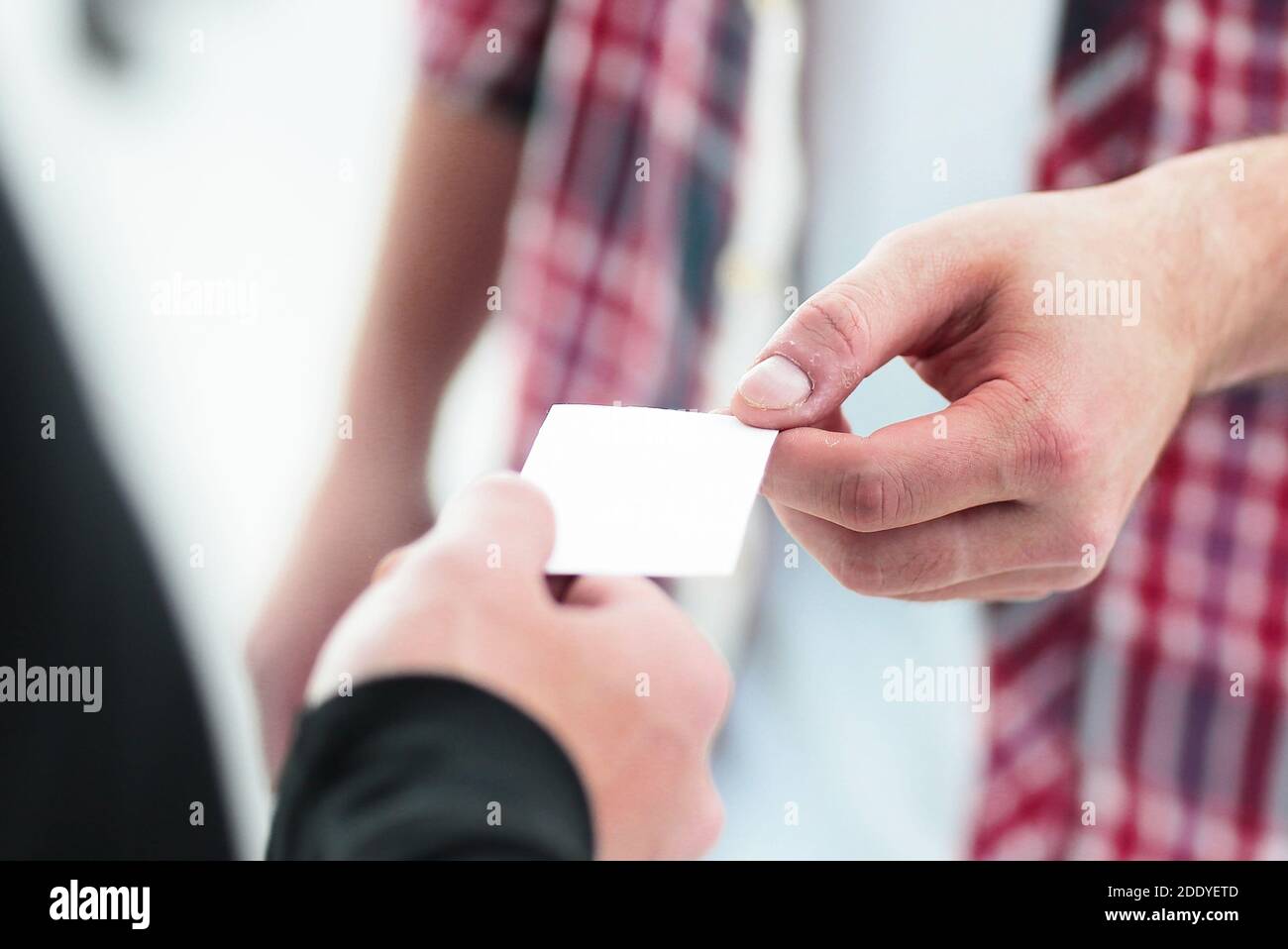 close up. business people exchanging their business cards Stock Photo ...