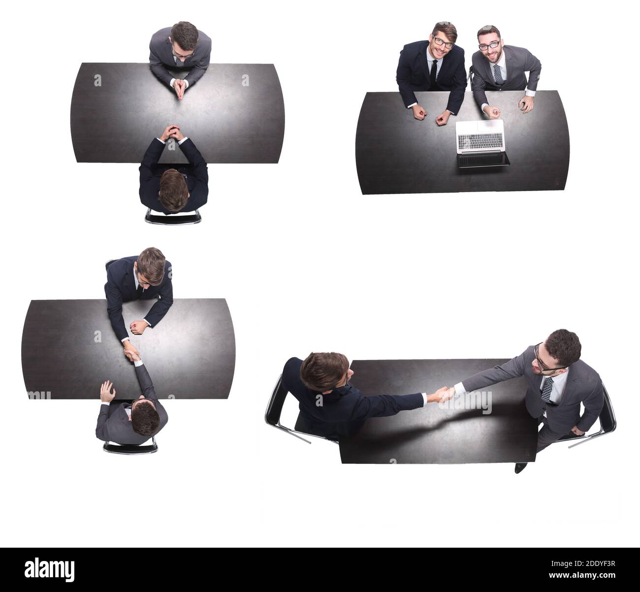 top view. two business people sitting at the Desk Stock Photo - Alamy