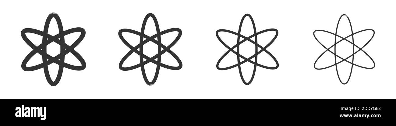 Atom icon in flat design. Set gray molecule symbol or atom symbol ...