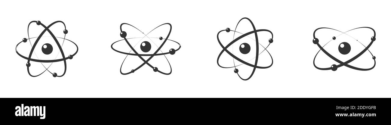Atom icon in flat design. Set gray molecule symbol or atom symbol ...