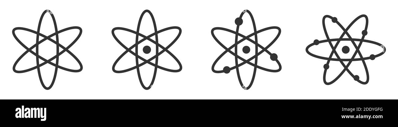 Atom icon in flat design. Set gray molecule symbol or atom symbol ...