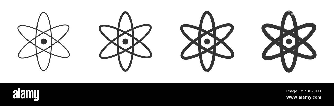 Atom icon in flat design. Set gray molecule symbol or atom symbol ...
