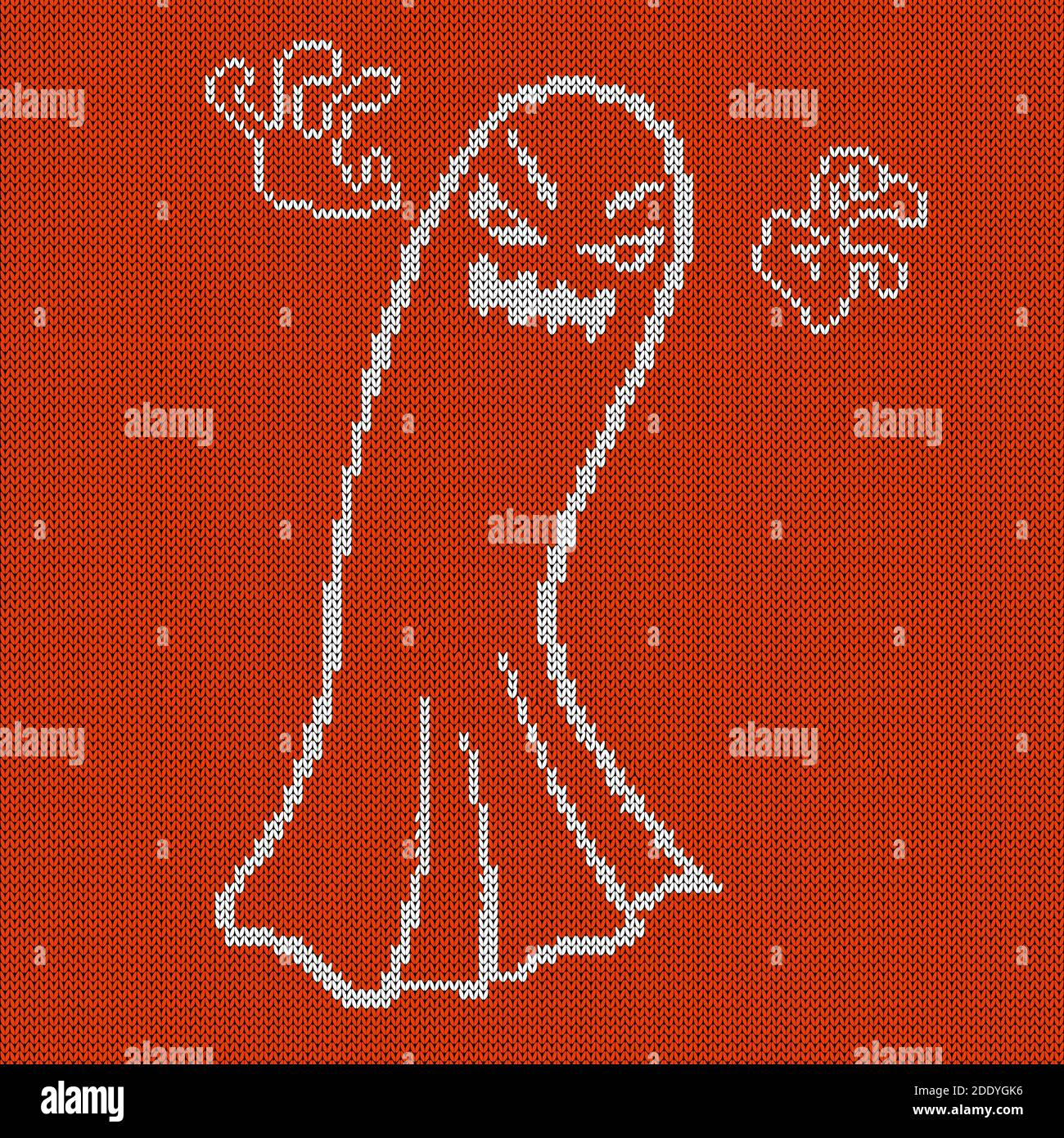 Knitting with a scary evil ghost, design for sweater, scarf, comforter ...