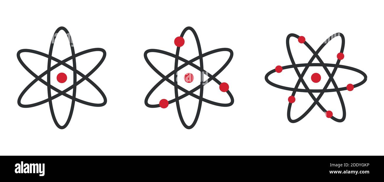 Atom icon in flat design. Set gray molecule symbol or atom symbol ...