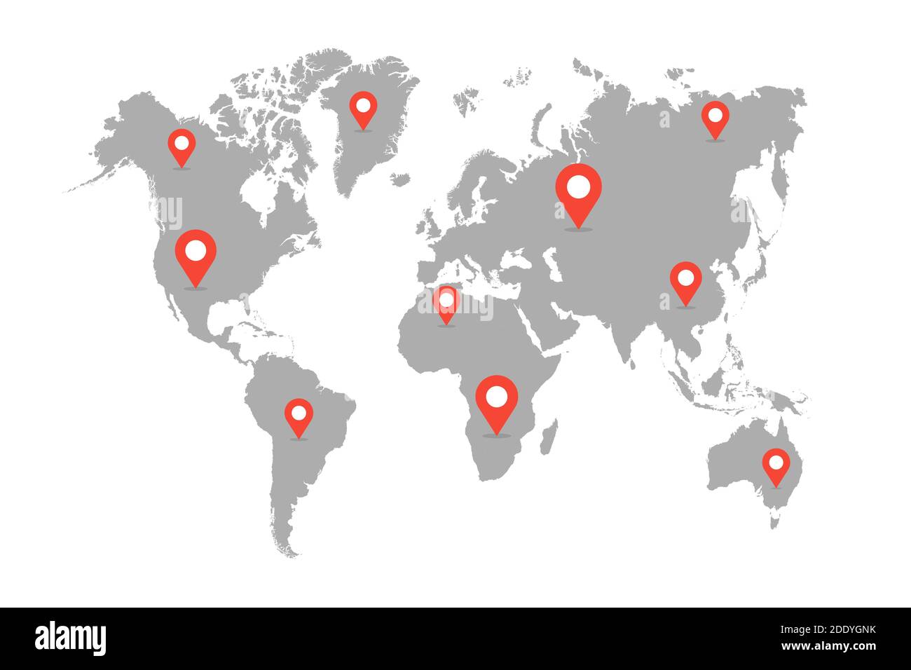 Collection of location pointers on the world map Stock Vector Image ...