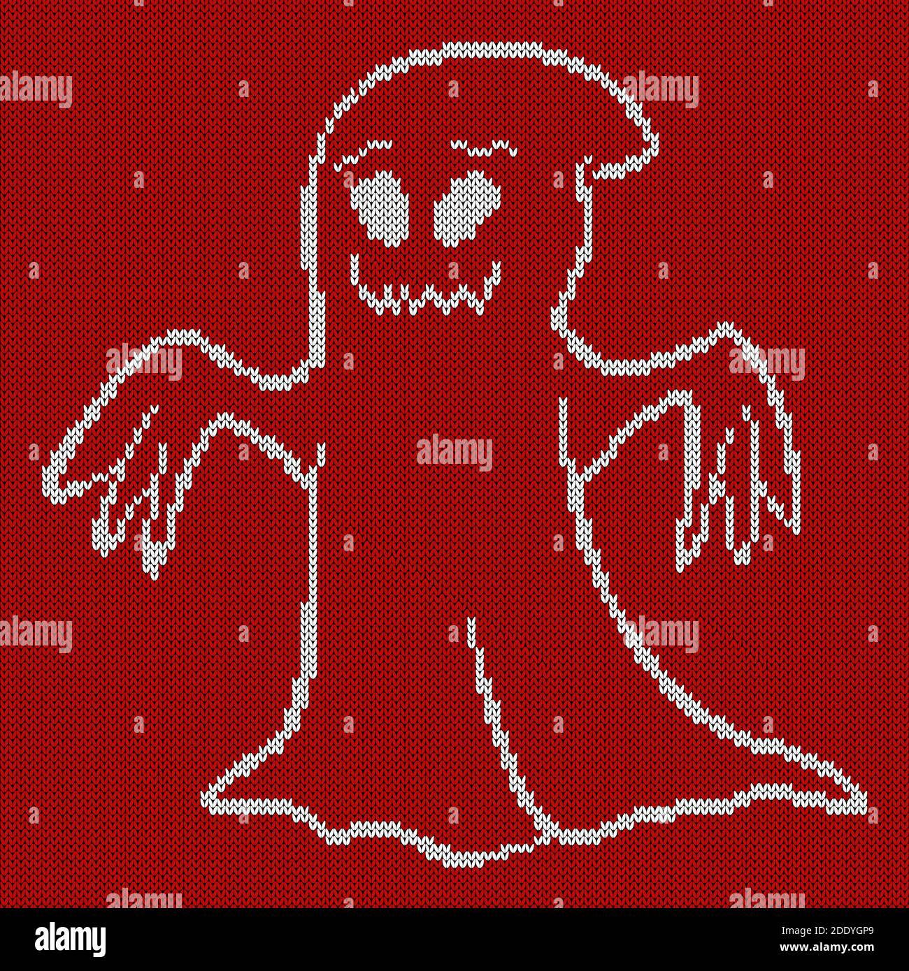Knitting texture with funny ghost, design for sweater, scarf, comforter ...