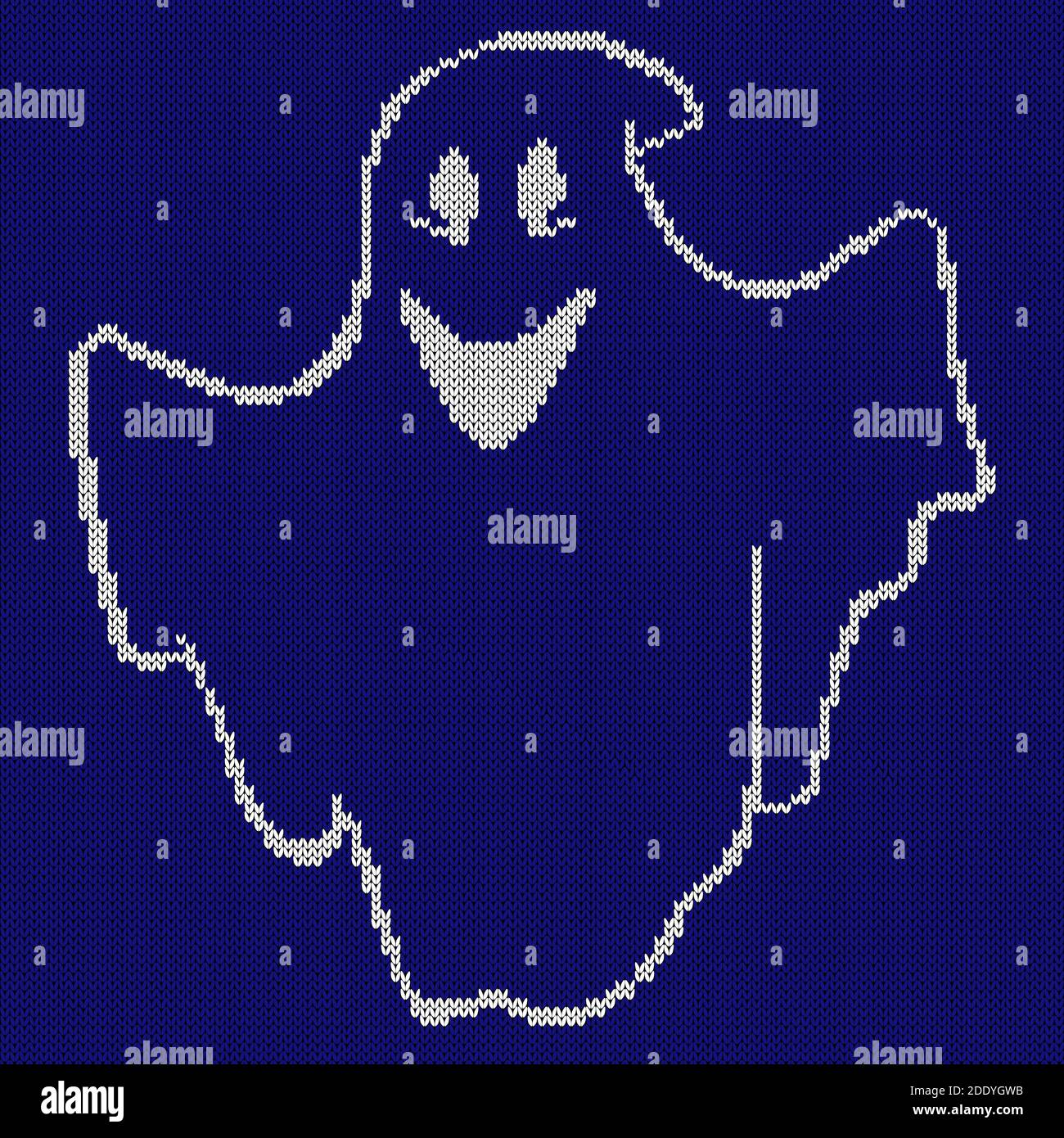 Knitting texture with cheerful ghost, design for sweater, scarf ...