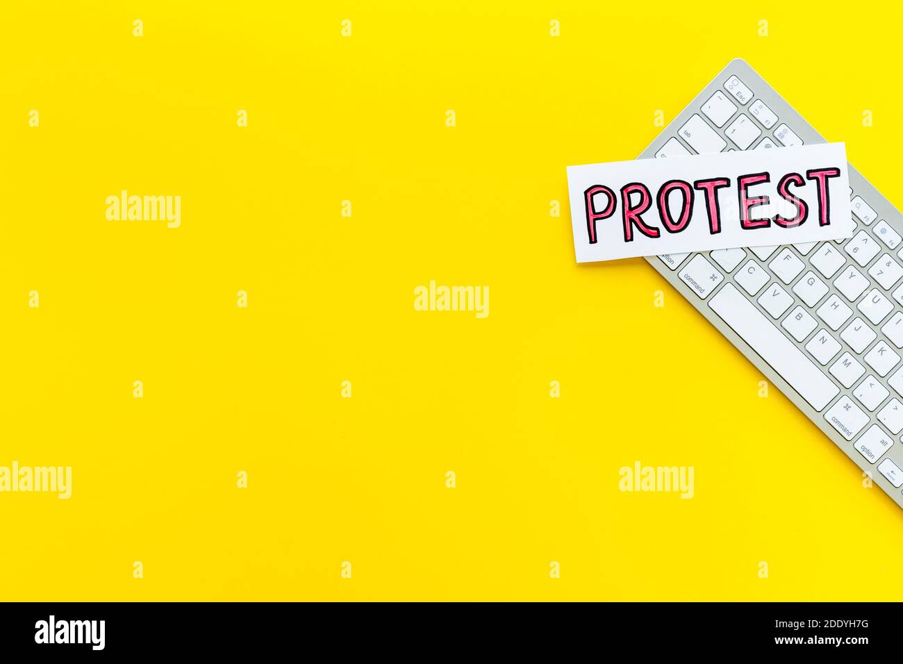 Protest online petition concept. Word Protest sign on the keyboard, top ...