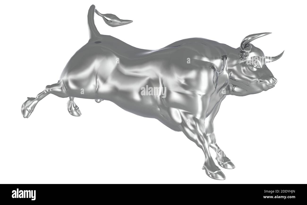 3D illustration white metal bull isolated on white background Stock ...