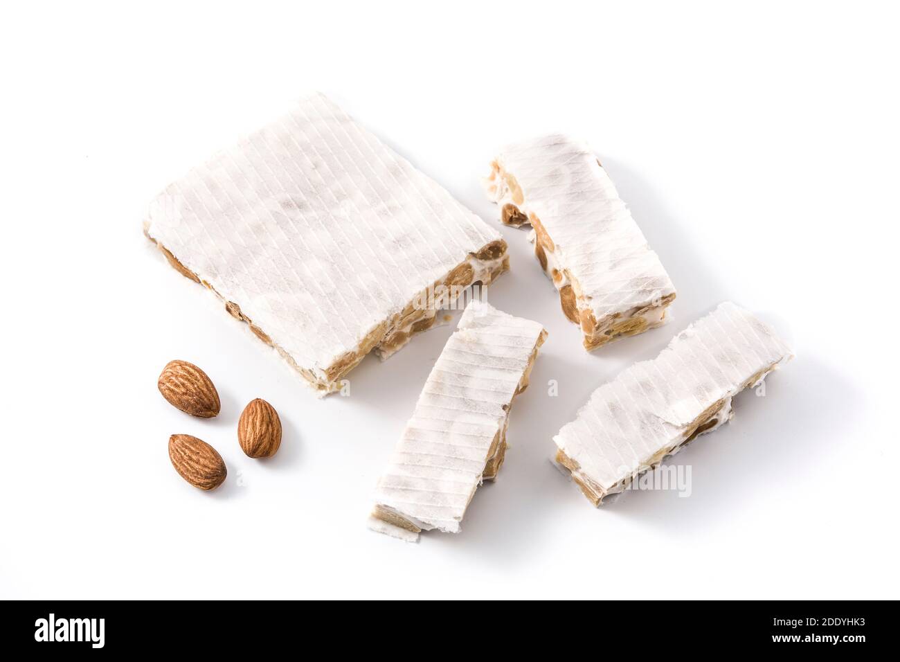 Christmas nougat isolated on white background. Typical spanish dessert ...