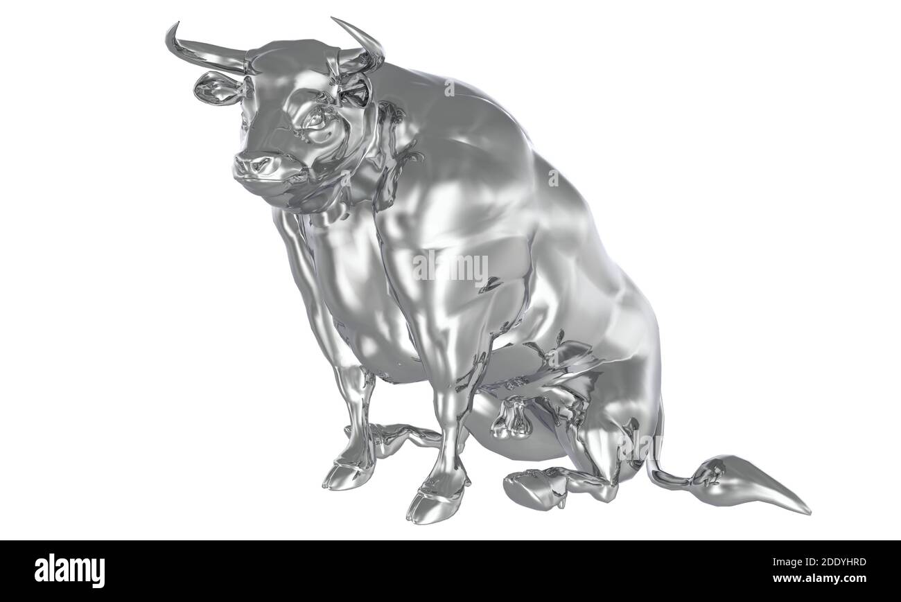 3D illustration white metal bull isolated on white background Stock ...