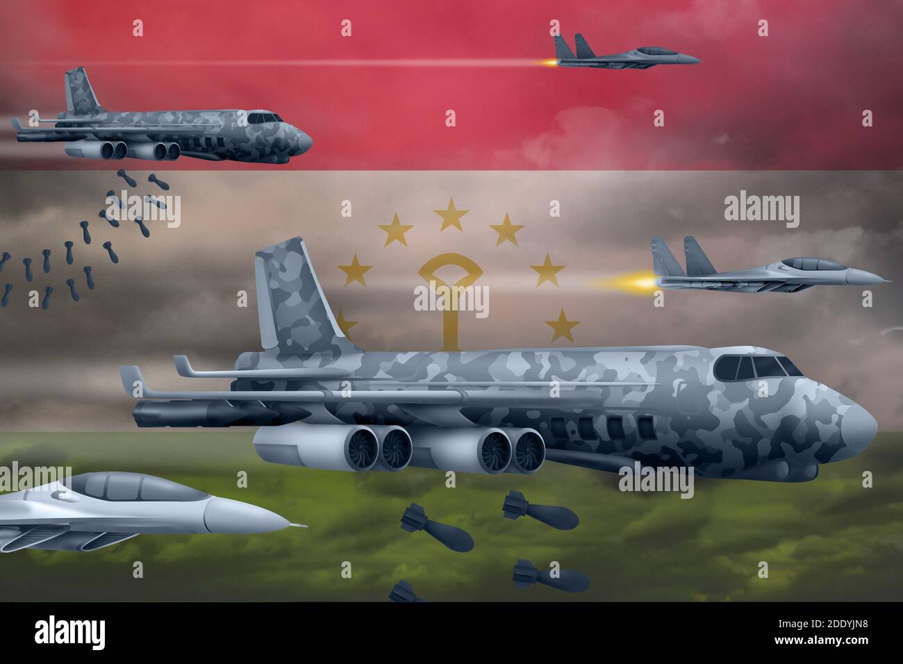 Tajikistan bomb air strike concept. Modern Tajikistan war airplanes ...