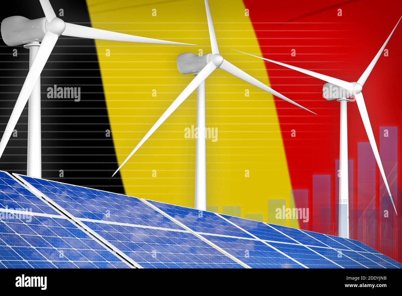 Belgium solar and wind energy digital graph concept - modern energy ...