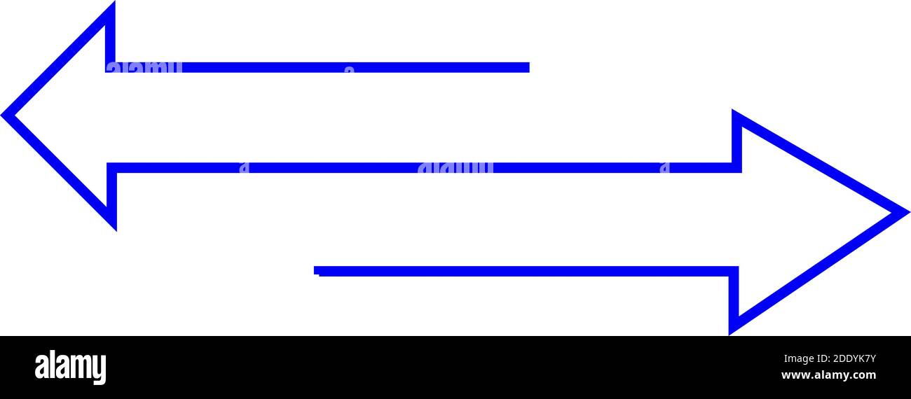 Double arrow with blue lines pointing in both directions with white ...