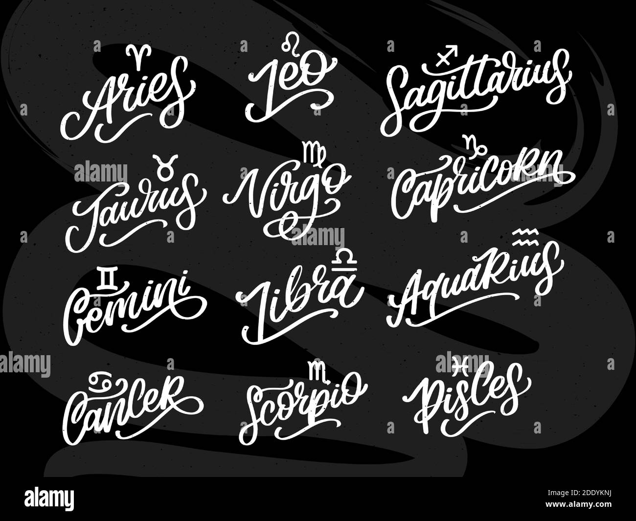 Zodiac lettering Vector Sign. Cartoon astrology text illustration ...