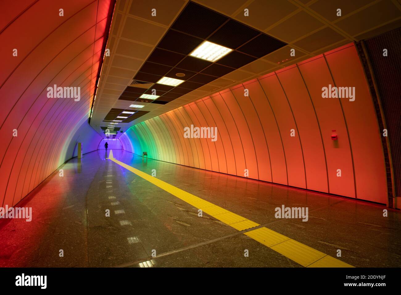 Multicolored and Modern Subway Corridor in a Metro Station Stock Photo ...