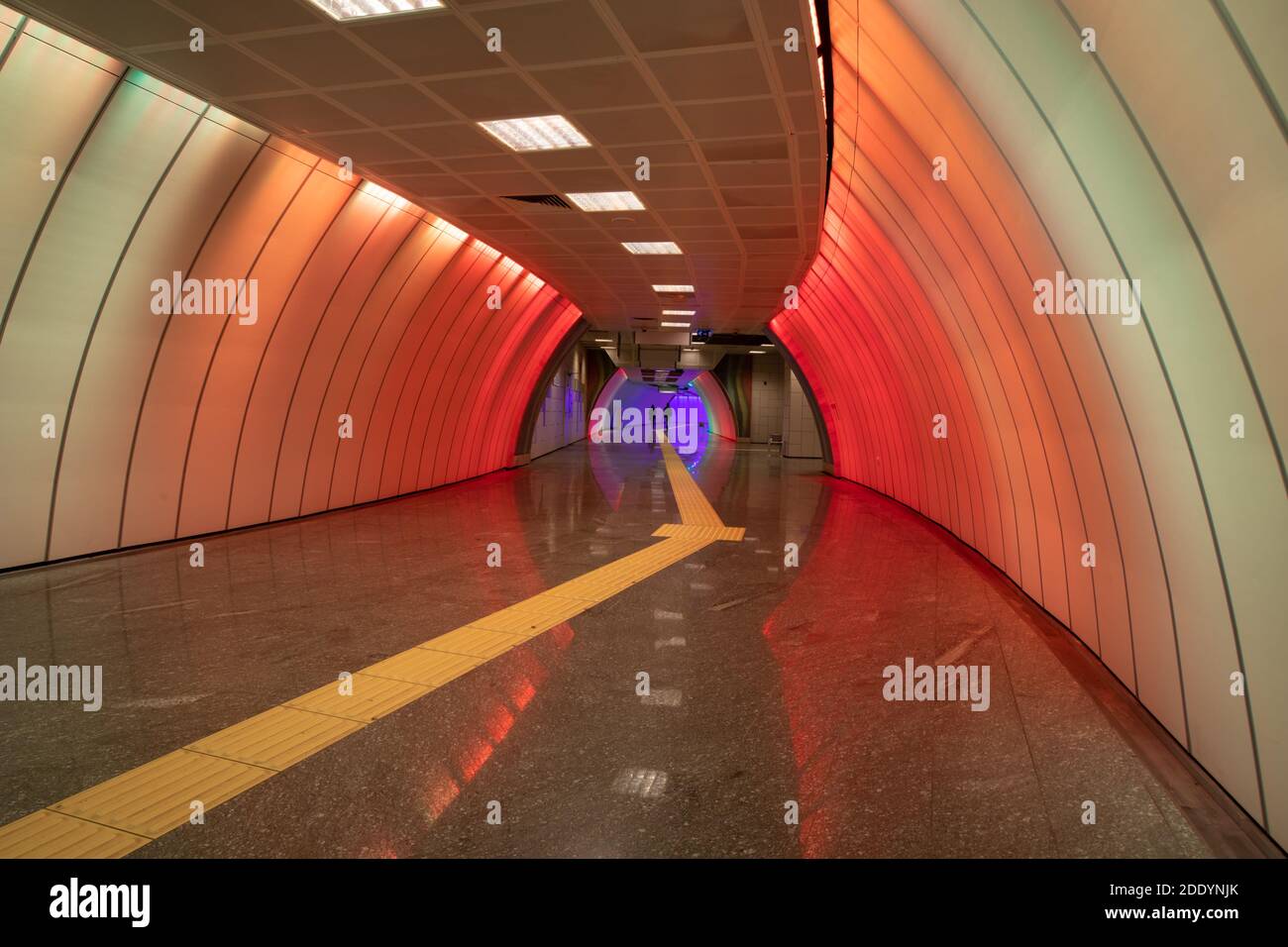 Multicolored and Modern Subway Corridor in a Metro Station Stock Photo ...