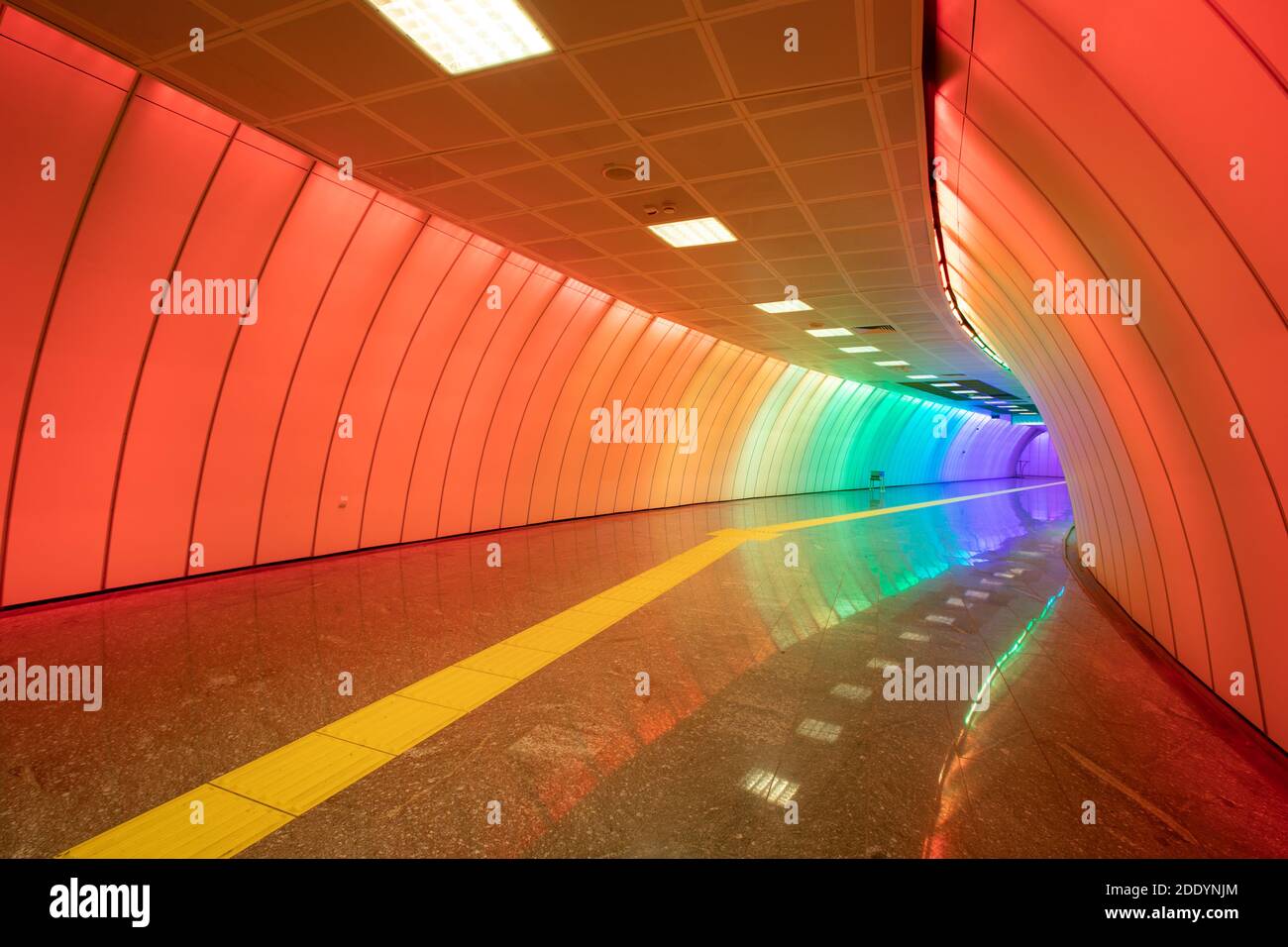 Multicolored and Modern Subway Corridor in a Metro Station Stock Photo ...