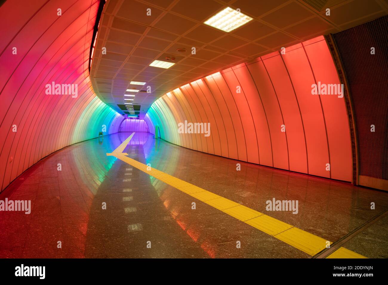 Multicolored and Modern Subway Corridor in a Metro Station Stock Photo ...