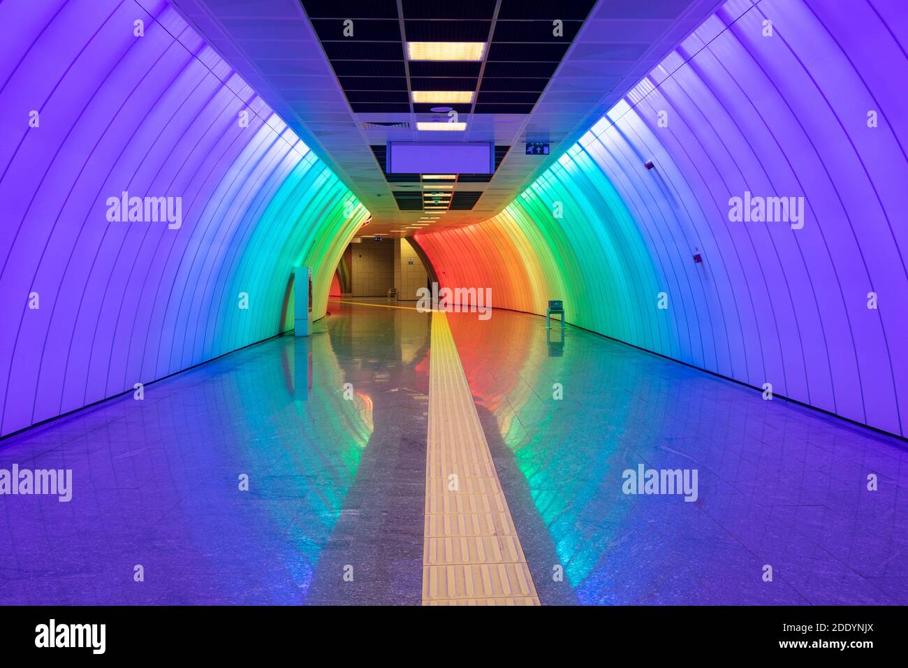 Multicolored and Modern Subway Corridor in a Metro Station Stock Photo ...