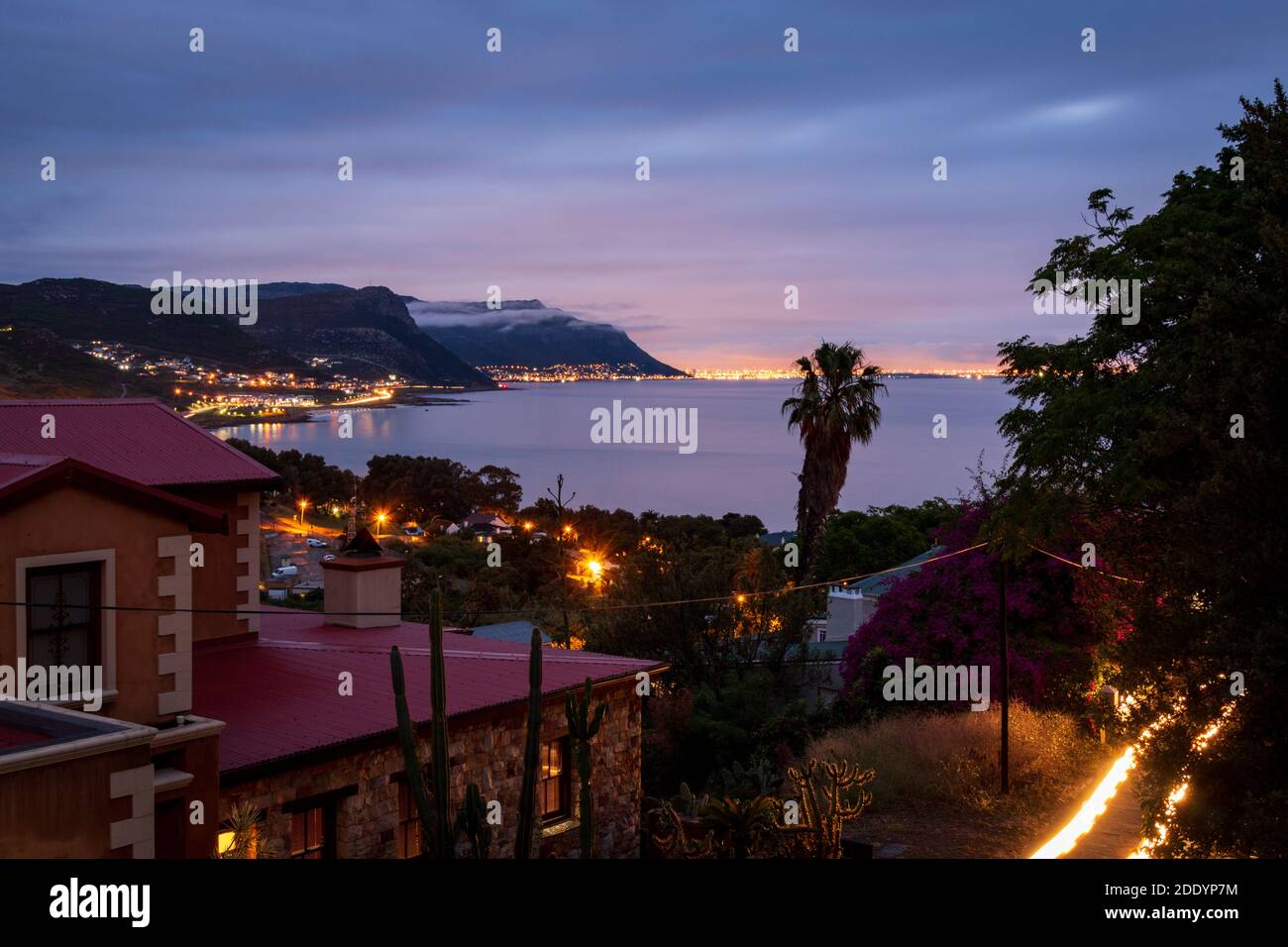 Scenic view over houses in Simon’s Town to False Bay, Kalk Bay and ...