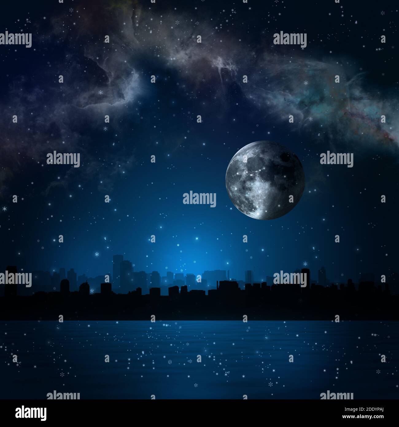 happy newr year celebration space night starfield above city skyline ...