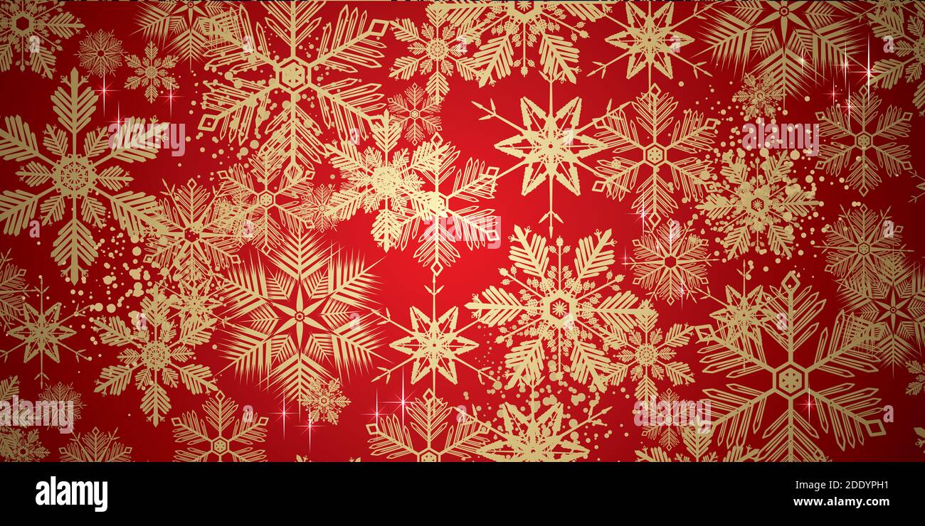 Sweet winter gold snowflakes full vector background Stock Photo - Alamy