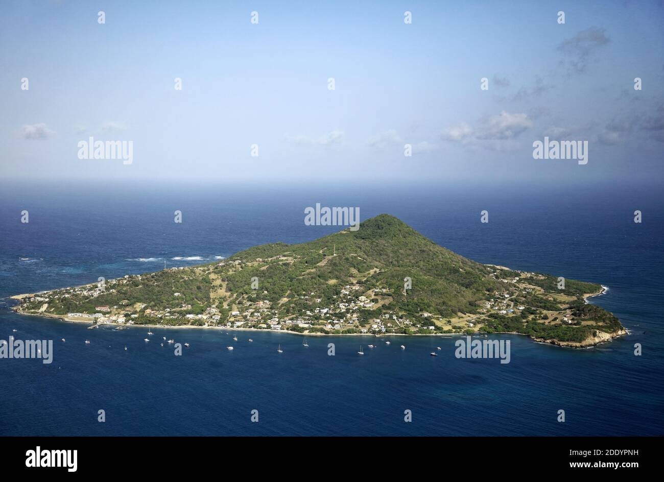 The Caribbean, Grenada: aerial view of the circular volcanic island of ...