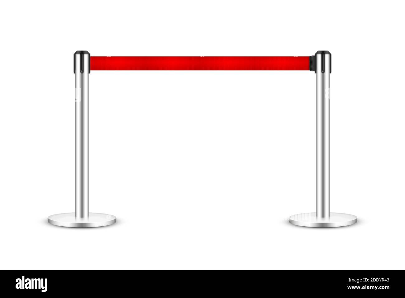 Realistic vector retractable belt stanchion. Crowd control barrier ...