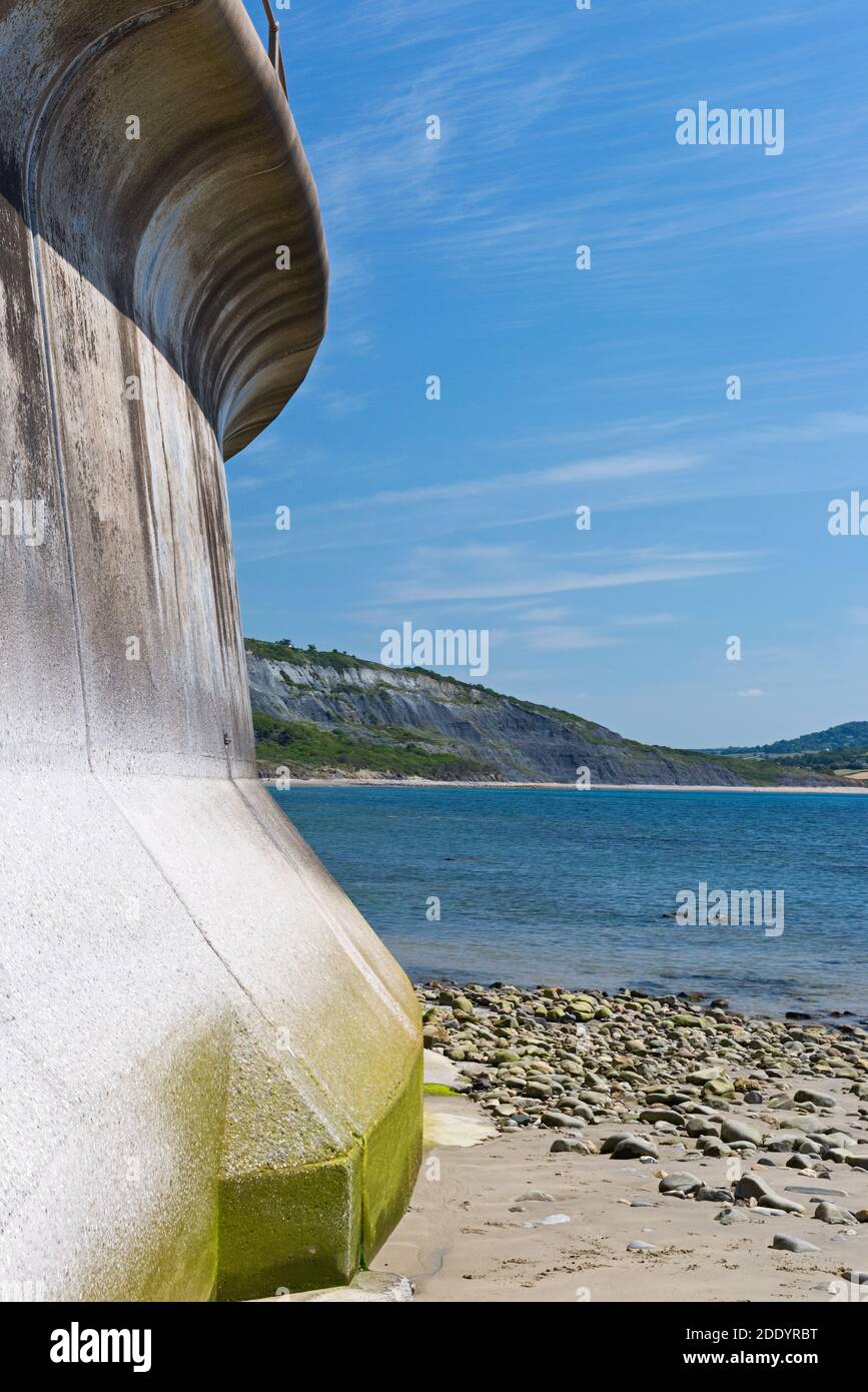The rock ledges exposed at low tide in front of the new seawall at the ...