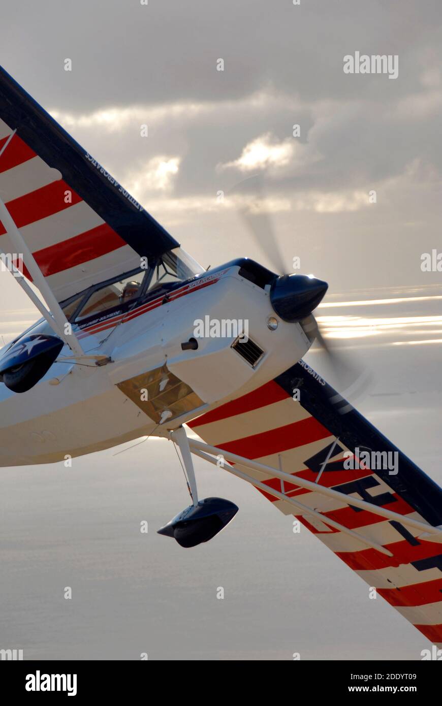 An air to air portrait of an ACA Super Decathlon aircraft performing ...