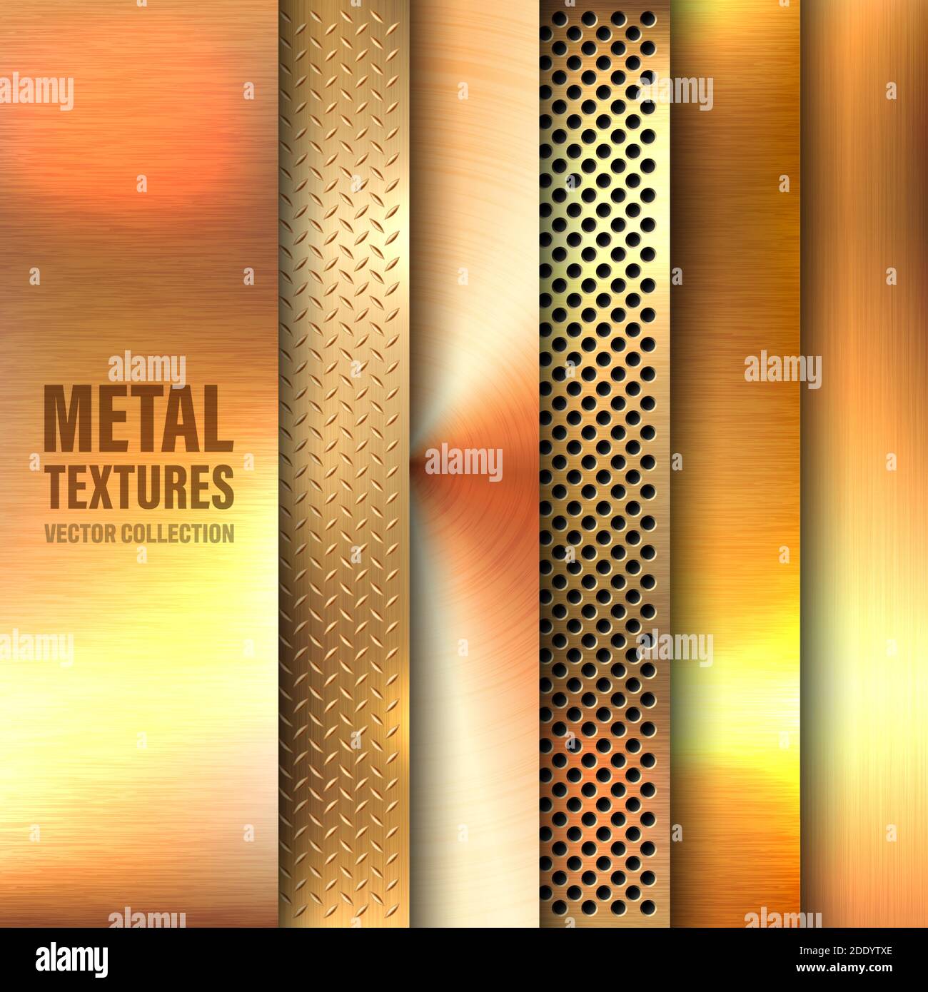 Realistic brushed metal textures set. Polished stainless steel ...