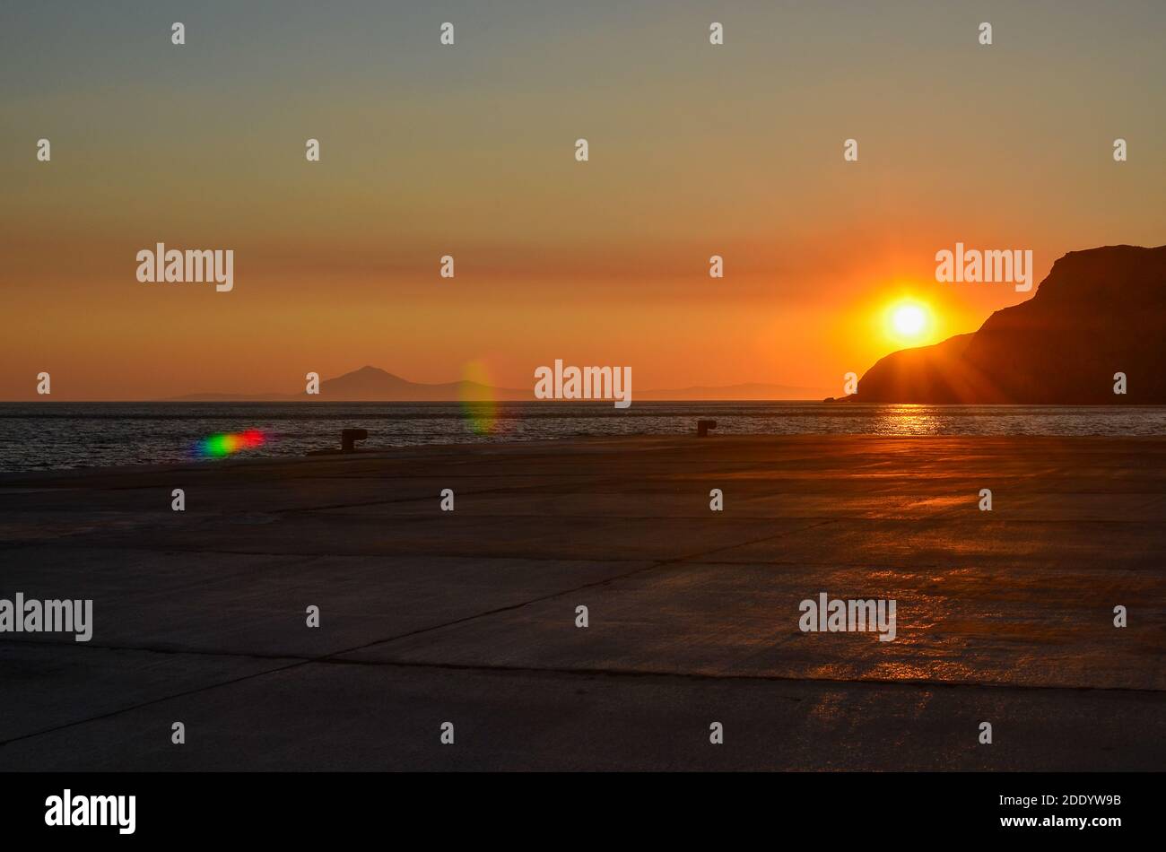 Sunset from Anafi's port Stock Photo - Alamy