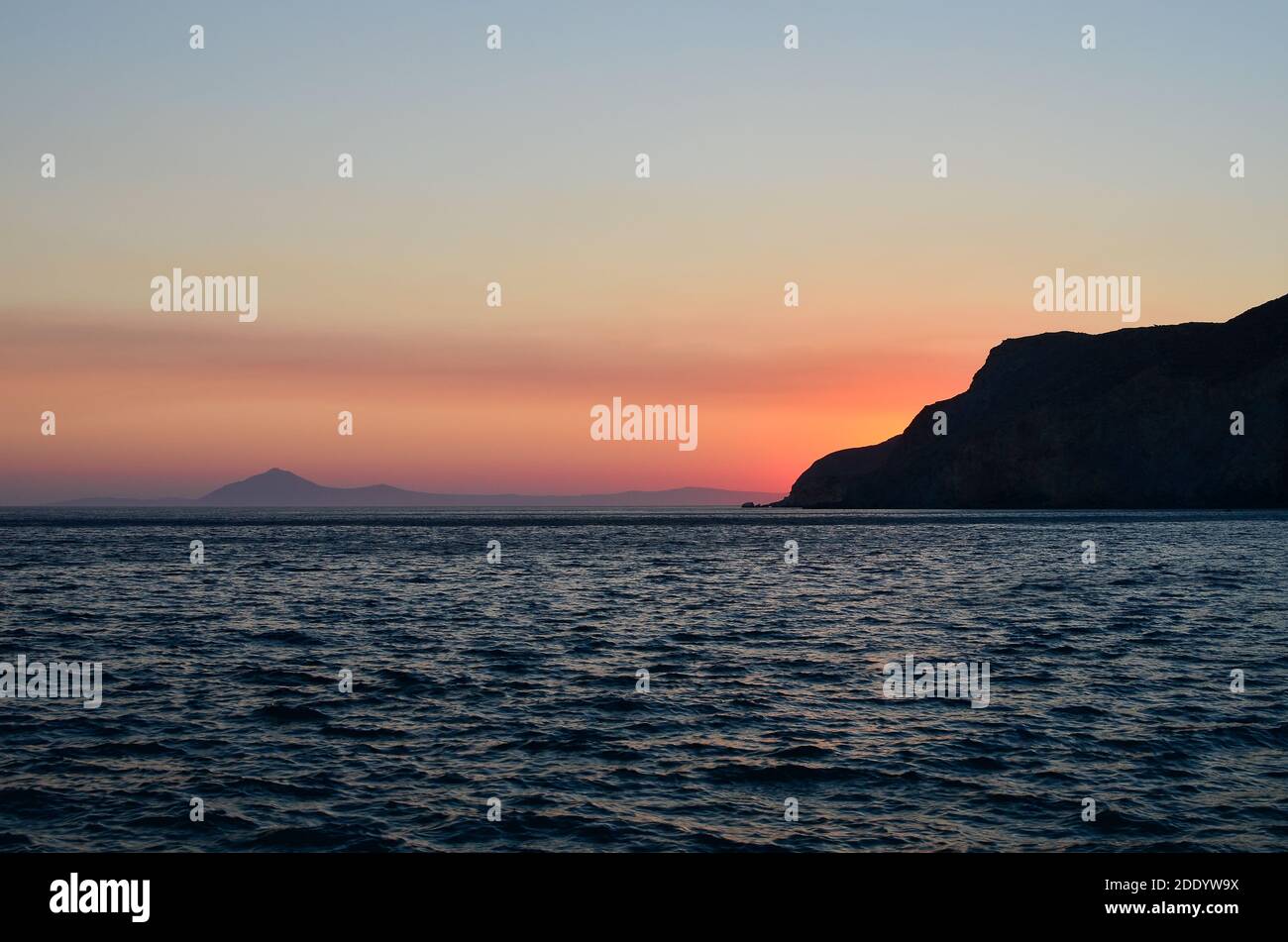 Sunset from Anafi's port Stock Photo - Alamy
